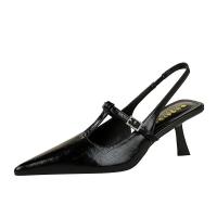 China 070-11 Korean Women'S Shoes High Heels Shallow Mouth Pointed T-Strap Rhinestone Buckle Back Shoes For Women for sale