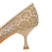 China 1961-5 European And American Style Fashion Banquet Women'S Stiletto Mid-Heel Pointed Toe Mesh Lace Sexy Slim Shoes for sale