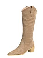 China Chunky Heel Pointed Toe Suede Dress Boots For Winter-009-32 for sale