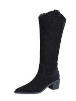 China Chunky Heel Pointed Toe Suede Dress Boots For Winter-009-32 for sale