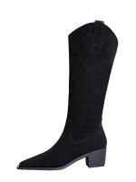China Chunky Heel Pointed Toe Suede Dress Boots For Winter-009-32 for sale