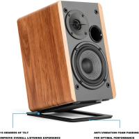 China Silver Studio Monitor Vibration Damping Tilted Tabletop Speaker Stand for Bookshelf Computer Speakers for sale