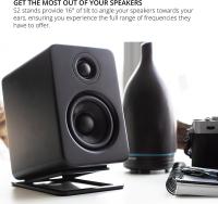 China ISO9001 Rohs CE Desktop Speaker Stands for Small Speaker Tilted Tabletop Steel Computer Speaker Stands for sale