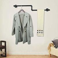 China Black Single Rail Garment Rack for Wall Mounting Industrial Pipe Clothing Storage Rod for sale
