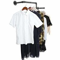 China Black Single Rail Garment Rack for Wall Mounting Industrial Pipe Clothing Storage Rod for sale