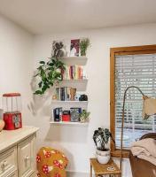 China Wall Organizer L-Shaped White Metal Floating Shelf Modern Heavy Duty Wall Mount Shelf for sale