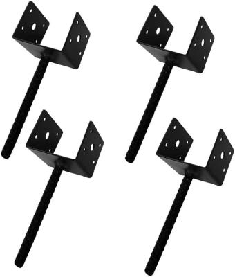 China Steel U Shape Fence Post Holder Ground Spike Post Anchor Metal Powder Coated 4 Inches x 4 Inches for sale