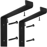 China Garage and Kitchen Floating Shelves Hardware Heavy Duty Black Metal Brackets with Lip for sale