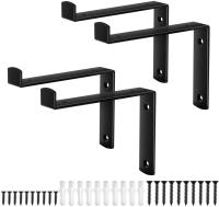 China Garage and Kitchen Floating Shelves Hardware Heavy Duty Black Metal Brackets with Lip for sale