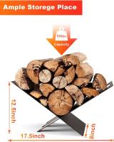 China Fireplace Wood Storage Frame Bracket Black Power Coating Indoor Log Holder for Outdoor for sale