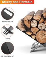 China Fireplace Wood Storage Frame Bracket Black Power Coating Indoor Log Holder for Outdoor for sale