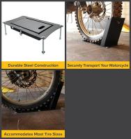 China Flip Up Foldable Motorcycle Front Tire Metal Chocks Wheel Stand for Wide up to 6.5