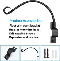 China Silver Hardware Included 12 Inches Swivel Plant Hangers Outdoor 2 Pack Black Iron Plant Hanging Hook Bracket for sale