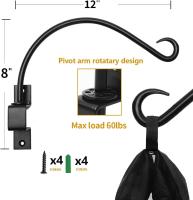 China Silver Hardware Included 12 Inches Swivel Plant Hangers Outdoor 2 Pack Black Iron Plant Hanging Hook Bracket for sale