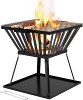 China Outdoor Heating Trapezoid Metal Wood Burning Firepit Stove with BBQ and Picnic Finish for sale