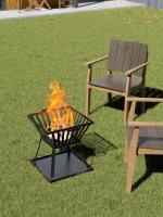 China Outdoor Heating Trapezoid Metal Wood Burning Firepit Stove with BBQ and Picnic Finish for sale