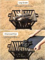 China Outdoor Heating Trapezoid Metal Wood Burning Firepit Stove with BBQ and Picnic Finish for sale