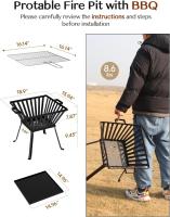 China Outdoor Heating Trapezoid Metal Wood Burning Firepit Stove with BBQ and Picnic Finish for sale