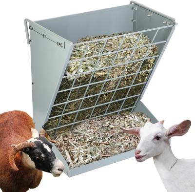 China Hay Feeder Wall Mount Free Standing Heavy Duty Sheep Hay Feeder Livestock Feeder with Mineral Grain Tray for sale