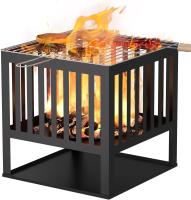 China Camping Firepit Stove 15.7'' Square Metal Wood Burning Firepit for Backyard for sale