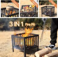 China Camping Firepit Stove 15.7'' Square Metal Wood Burning Firepit for Backyard for sale