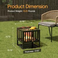 China Camping Firepit Stove 15.7'' Square Metal Wood Burning Firepit for Backyard for sale