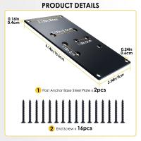 China 2x4 4x4 Deck Railing Post Anchor Base Plate Bracket for Steel Joint Flat Corner Brace for sale