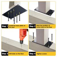 China 2x4 4x4 Deck Railing Post Anchor Base Plate Bracket for Steel Joint Flat Corner Brace for sale