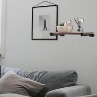 China Black Industrial Pipe Brackets Customized Wall Mounted Shelves Bracket Powder Coated for sale