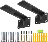 China 6 Inch Heavy Duty Wall Mount Floating Shelf Brackets Cast Iron Industrial Black L-Shelving Bracket for sale