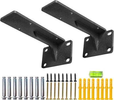 China 6 Inch Heavy Duty Wall Mount Floating Shelf Brackets Cast Iron Industrial Black L-Shelving Bracket for sale
