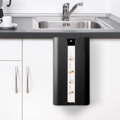 China Hanging Tissue Case Black Under Cabinet Paper Box Holder Kitchen Door Storage Solution for sale