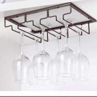 China Kitchen Wine Glass Rack Under Cabinet Stemware Holder Metal Hanging Organizer for Bar for sale