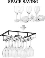 China Kitchen Wine Glass Rack Under Cabinet Stemware Holder Metal Hanging Organizer for Bar for sale