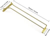 China 15.8-Inch Gold Single Rail Metal Wine Glass Rack Under Cabinet Stemware Holder with Screws for sale