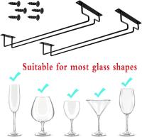 China Living Room Stemware Rack 15.8-Inch Long Single Rail Metal Wine Glass Storage Holder for sale