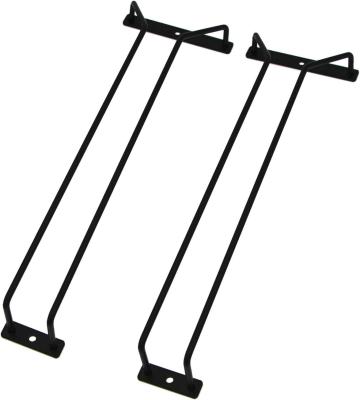 China Sample Black 15.8-Inch Long Single Rail Wine Glass Rack Metal Under Cabinet Stemware Storage Holder with Screws for sale