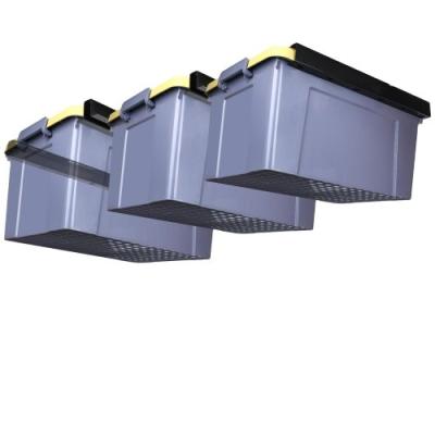 China 3-Set Ceiling Tote Slide Storage Bin Rack for 3 Bins Garage Overhead Storage System for sale