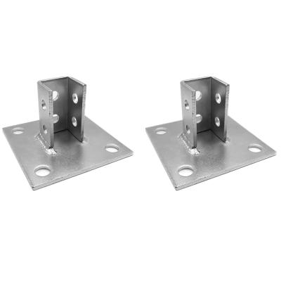China Single Channel Square Post Base Strut Mount Bracket with Pile Base Mounting System for sale