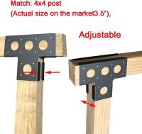 China Pergola Corner Extension Brackets Black Powder Coated Adjustable Metal Brackets for Wood Beams for sale