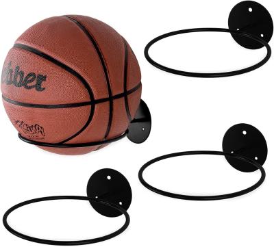China Black Metal Wall Mounted Sports Ball Holder For Space Saving Ball Storage And Display for sale
