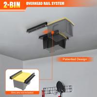 China Overhead Storage Bin Rack Heavy Duty Metal Adjustable Tote Slide Garage Storage Organization for sale