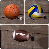 China Wall Mounted Sport Ball Holder Display Storage Steel Rack Customized Logo Advertising for sale
