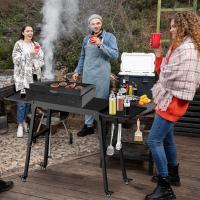 China 2-3Kg Universal Portable Folding Grill Table with Caster Wheels and Double Side Shelf for sale