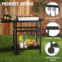 China Metal Plant Fiber Type Outdoor Grill Cart Double-Shelf BBQ Table with Multifunctional for sale