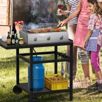 China Metal Plant Fiber Type Outdoor Grill Cart Double-Shelf BBQ Table with Multifunctional for sale