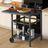 China Metal Plant Fiber Type Outdoor Grill Cart Double-Shelf BBQ Table with Multifunctional for sale
