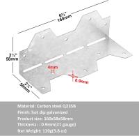 China Thickness 1mm Galvanized Steel Adjustable Framing Angles Plate Connectors for Wood for sale