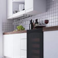 China 15.8-Inch Metal Wine Glass Rack Single Rail Under Cabinet Stemware Holder with Screws for sale