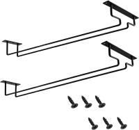 China 15.8-Inch Metal Wine Glass Rack Single Rail Under Cabinet Stemware Holder with Screws for sale